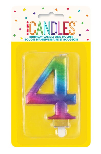 MET RAINBOW B'DAY CANDLE - NUMBER 4