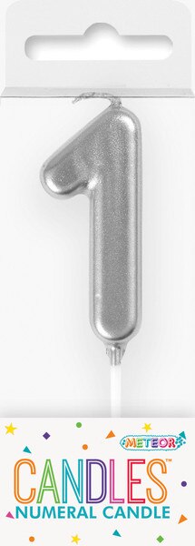 MINI SILVER CANDLE NUMERAL CANDLE - 1