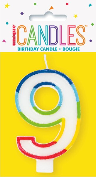 RAINBOW NUMERAL CANDLE - 9