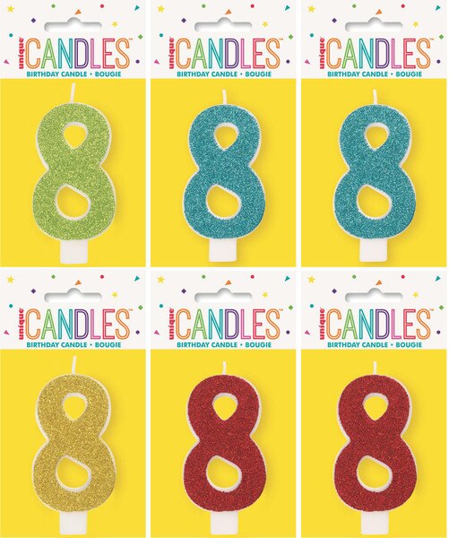 GLITTER NUMERAL CANDLE - 8