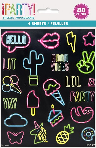 88 NEON RAINBOW STICKERS