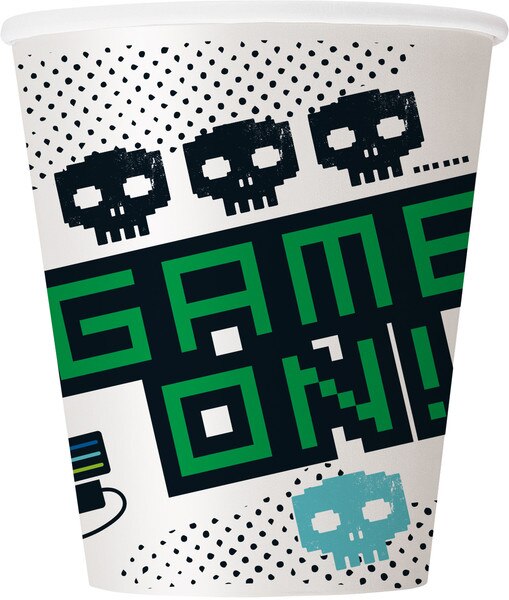 8 GAMER BIRTHDAY 9OZ PAPER CUPS
