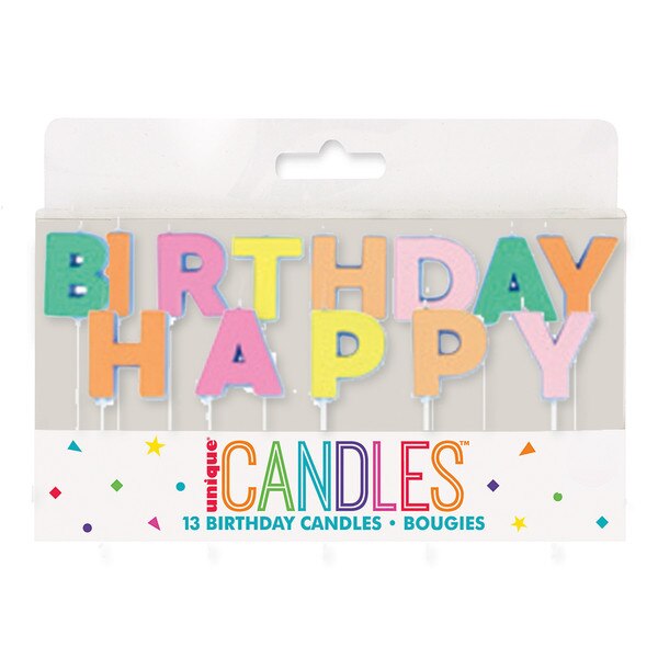 HBD BDAY LTTR CANDLE W/DECAL