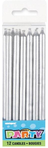 12 SILVER CANDLES - 5"