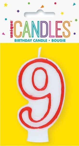 NUMERAL CANDLE 9 - RED