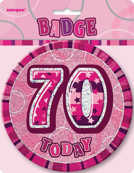 GLITZ PINK B'DAY BADGE - 70