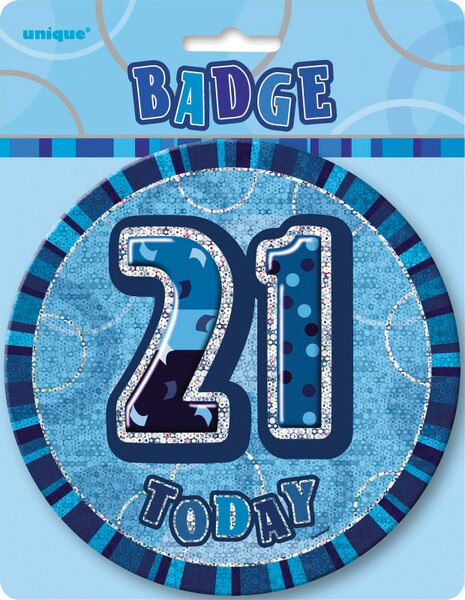 GLITZ BLUE B'DAY BADGE - 21