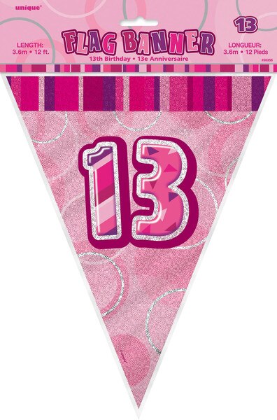GLITZ PINK FLAG BANNER - 13