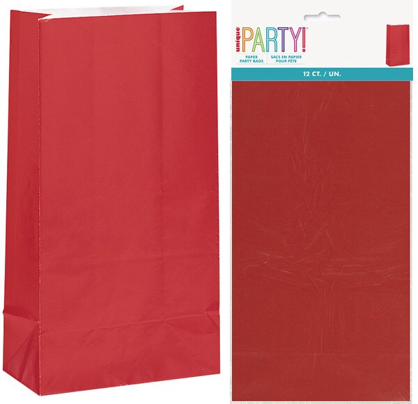 12 PAPER BAGS - RUBY RED