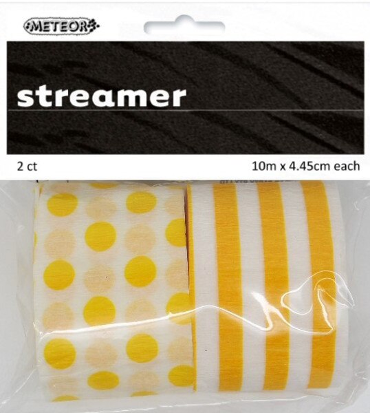 2 CREPE STREAMERS - SUN YELLOW