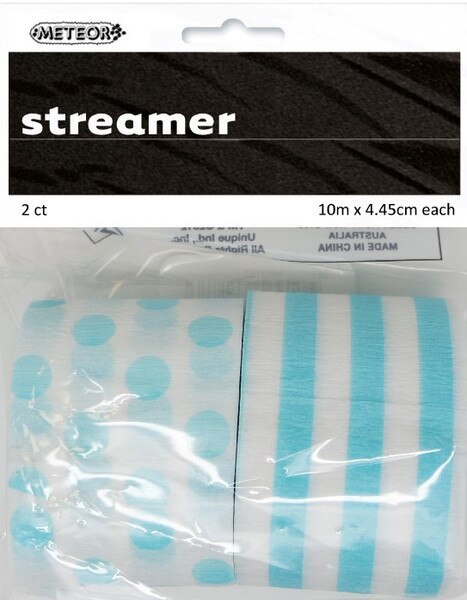 2 CREPE STREAMERS -POWDER BLUE