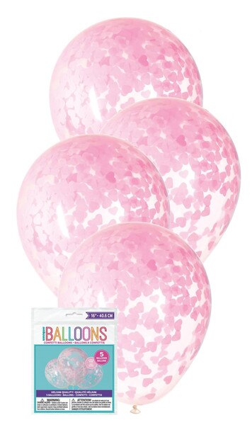 5x16" CLR BLN W/PK HEART CONPF