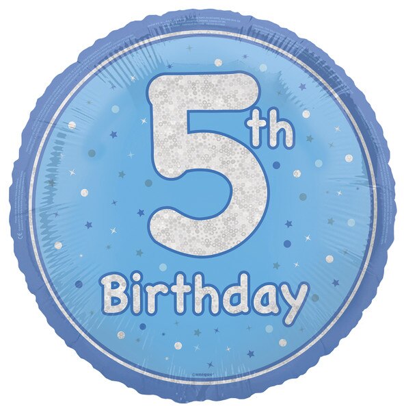 18" PKG GLTZ BLU#5 PRSM FL BLN