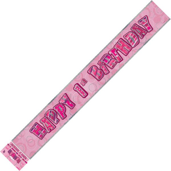 GLITZ PINK 1 FOIL BANNER 12ft