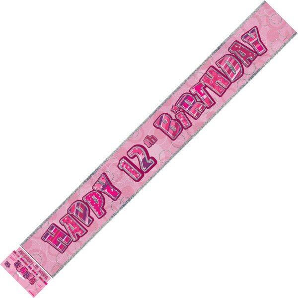GLITZ PINK 12 FOIL BANNER 12ft