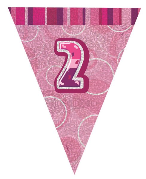 GLITZ PINK FLAG BANNER - 2