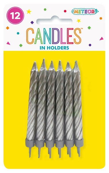 12 MET CANDLES/HLDS - SILVER