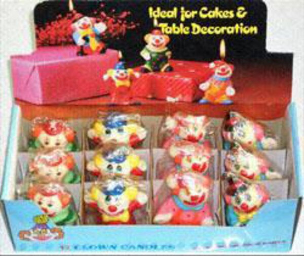 8.75cm CLOWN CANDLES PK12 DISP