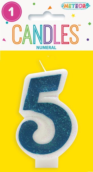 NUMERAL CANDLE 5 - BLUE